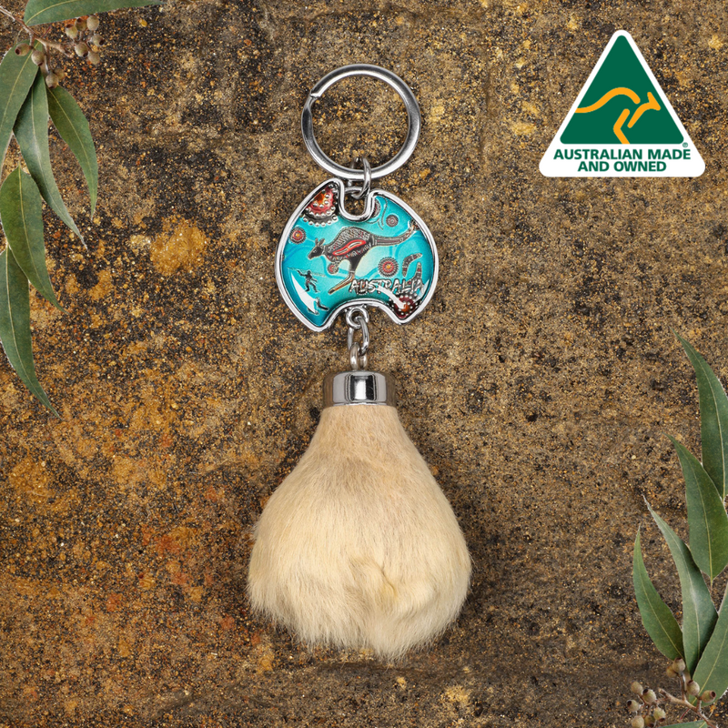 Kangaroo Scrotum Keyring - Australian Map Design